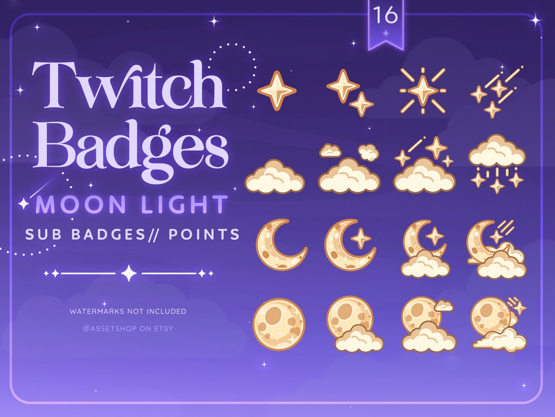 Moon Light Twitch Sub Badges | Streamer Channel Point Reward Icons ...