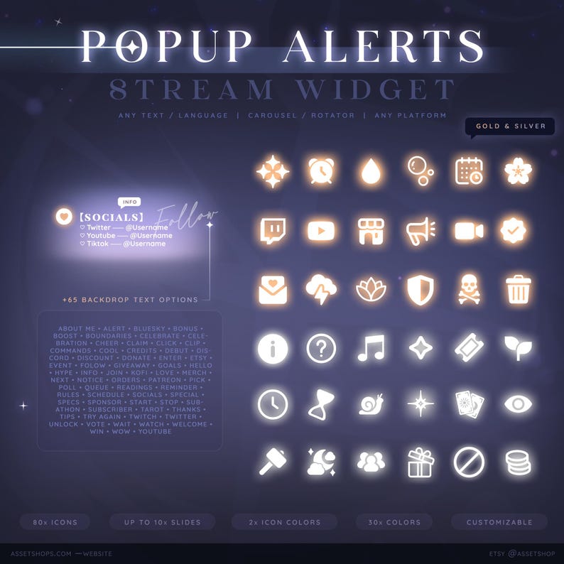 Popup Alerts— for Twitch Youtube Tiktok | 10x Slides | Carousel ...