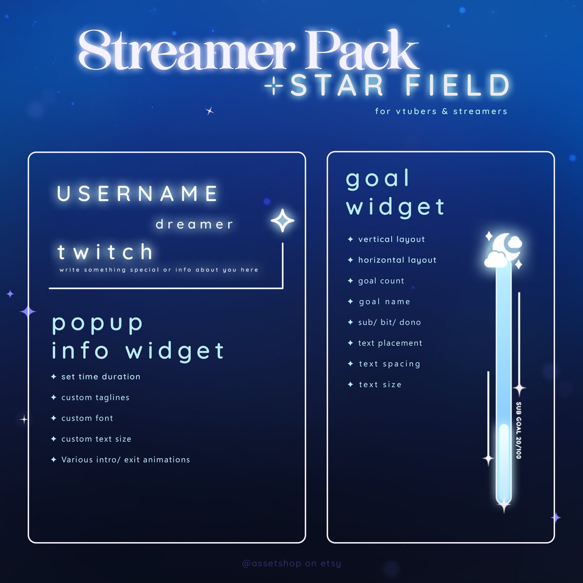 Star Field Stream Pack - Light Blue | Cosmic Twitch Overlay | Animated ...