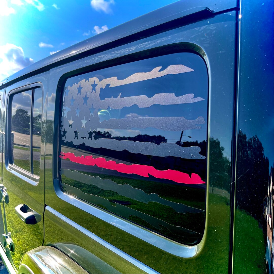 Tattered American Flag Decal - Hardtop Side Windows for Jeep Wrangler ...