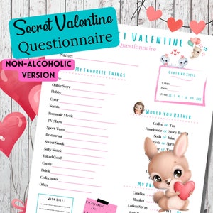 Valentine's Day Questionnaire, Non-alcoholic, Printable, Digital Print ...
