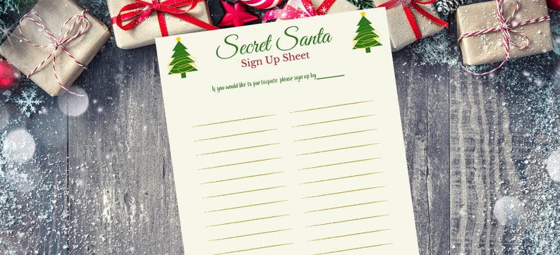 Secret Santa Sign up Sheet - Etsy