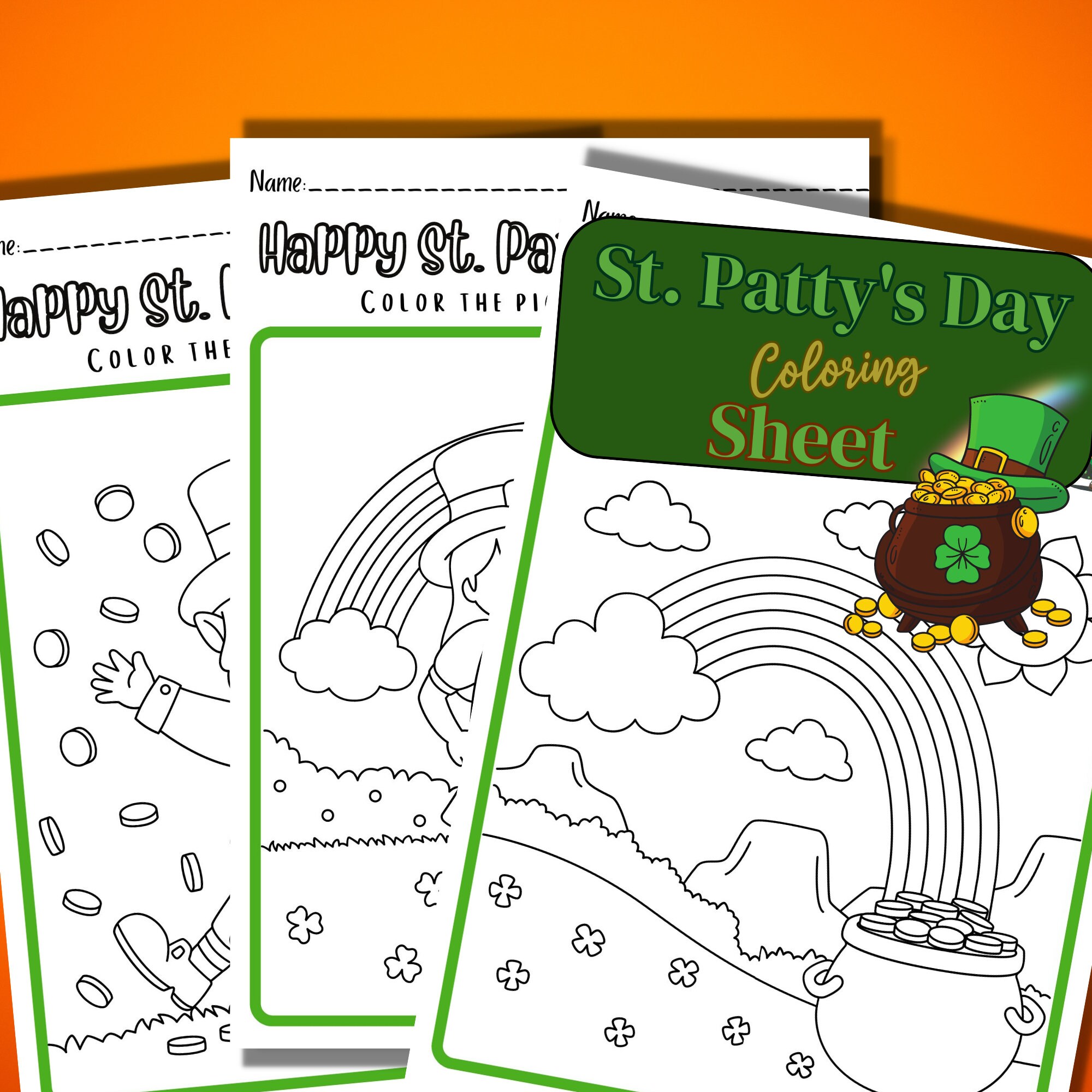 St. Patrick's Day Coloring Sheets, Digital Print, Printable, St. Patty ...