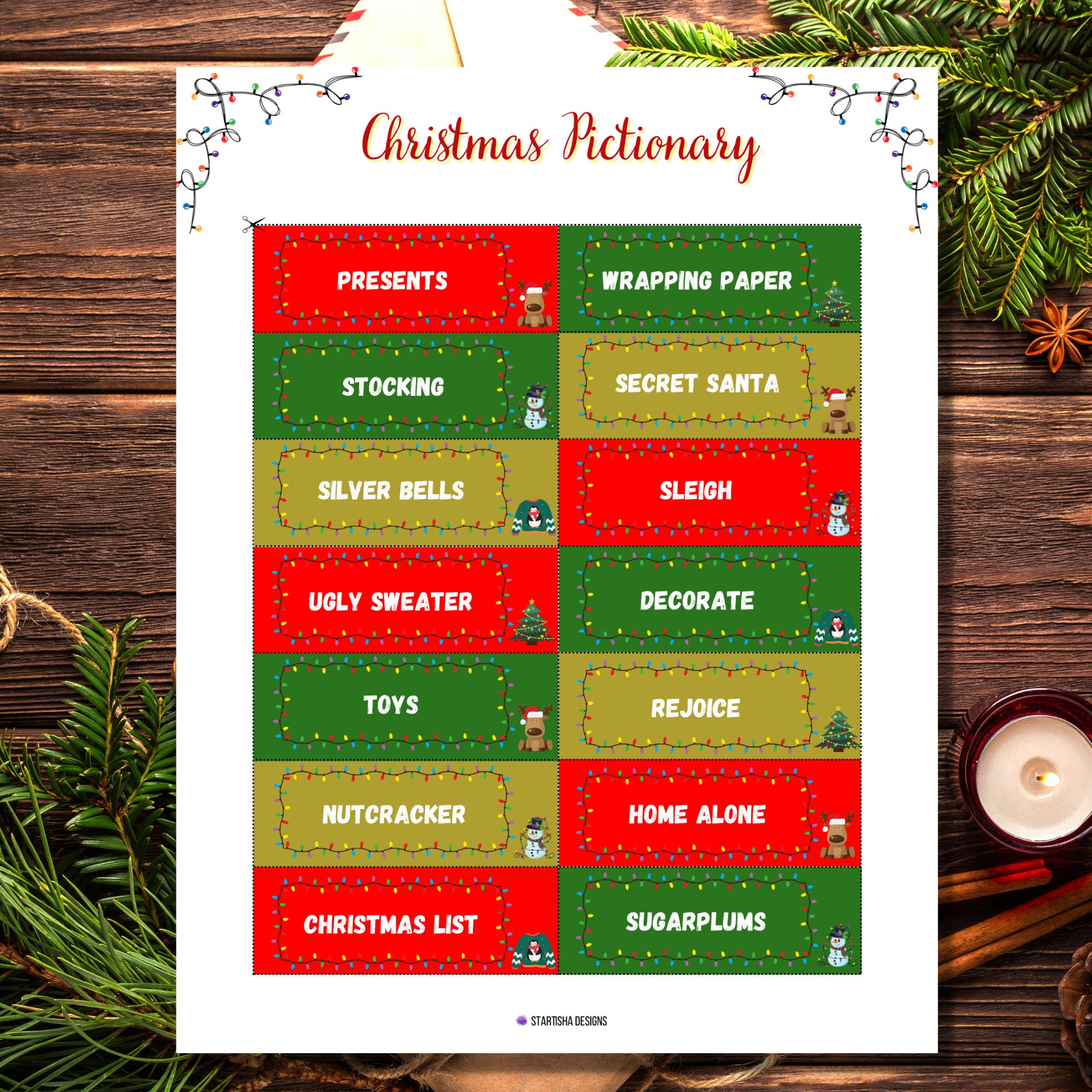 Christmas Pictionary Printable Game (blank Page) - Etsy