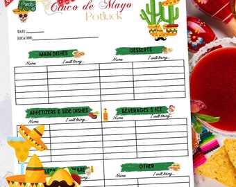 Christmas Potluck Sign-up Sheet - Etsy