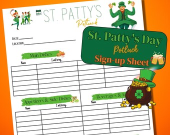 St. Patrick's Day Potluck Sign-up Sheet, Party, Digital Print ...