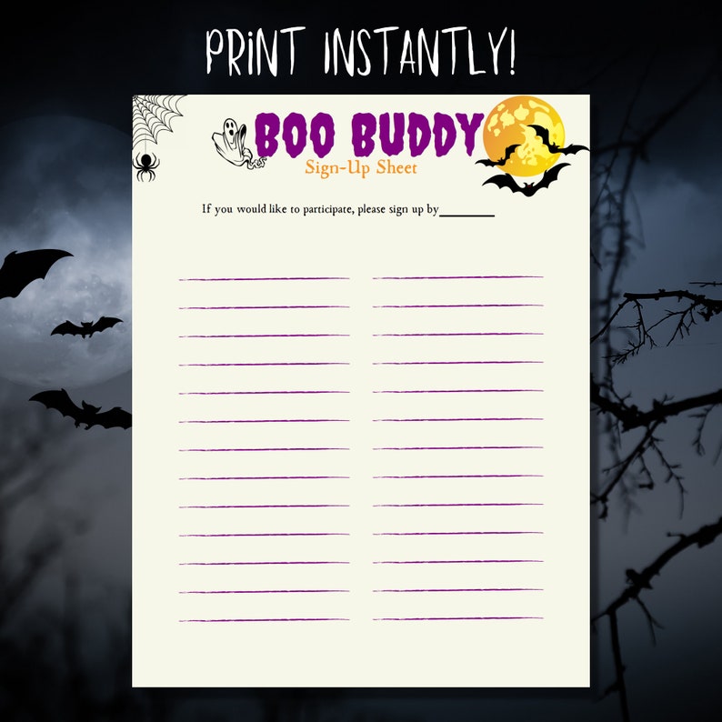 Boo Buddy Questionnaire, Gift Exchange Questionnaire, Halloween, Sign ...