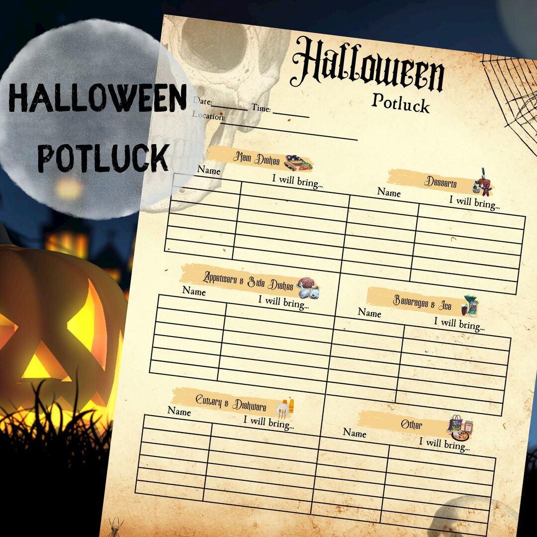 Halloween Potluck Sign-up Sheet, Cookout, BBQ - Etsy