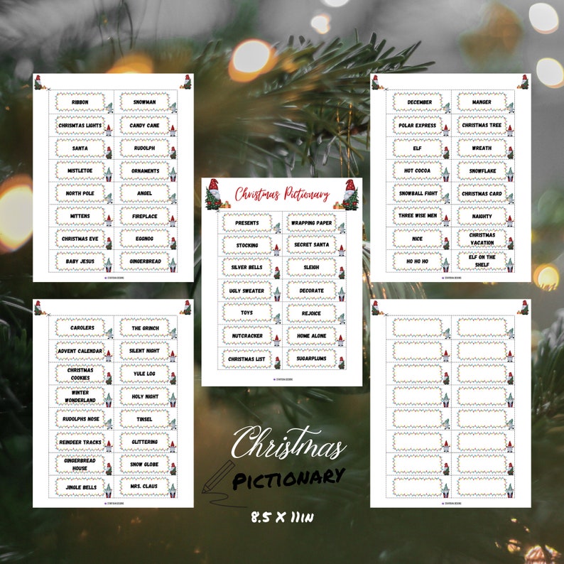 Christmas Printable Bundle, Gnomes, Secret Santa Questionnaire, Sign up ...