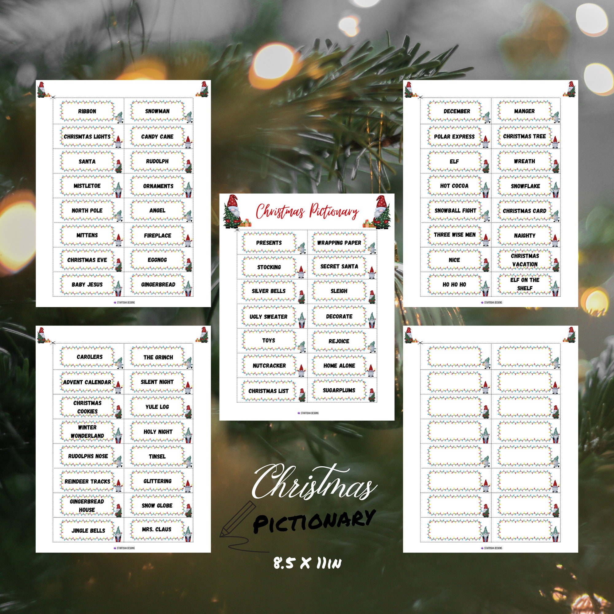 Christmas Printable Bundle, Gnomes, Secret Santa Questionnaire, Sign up ...