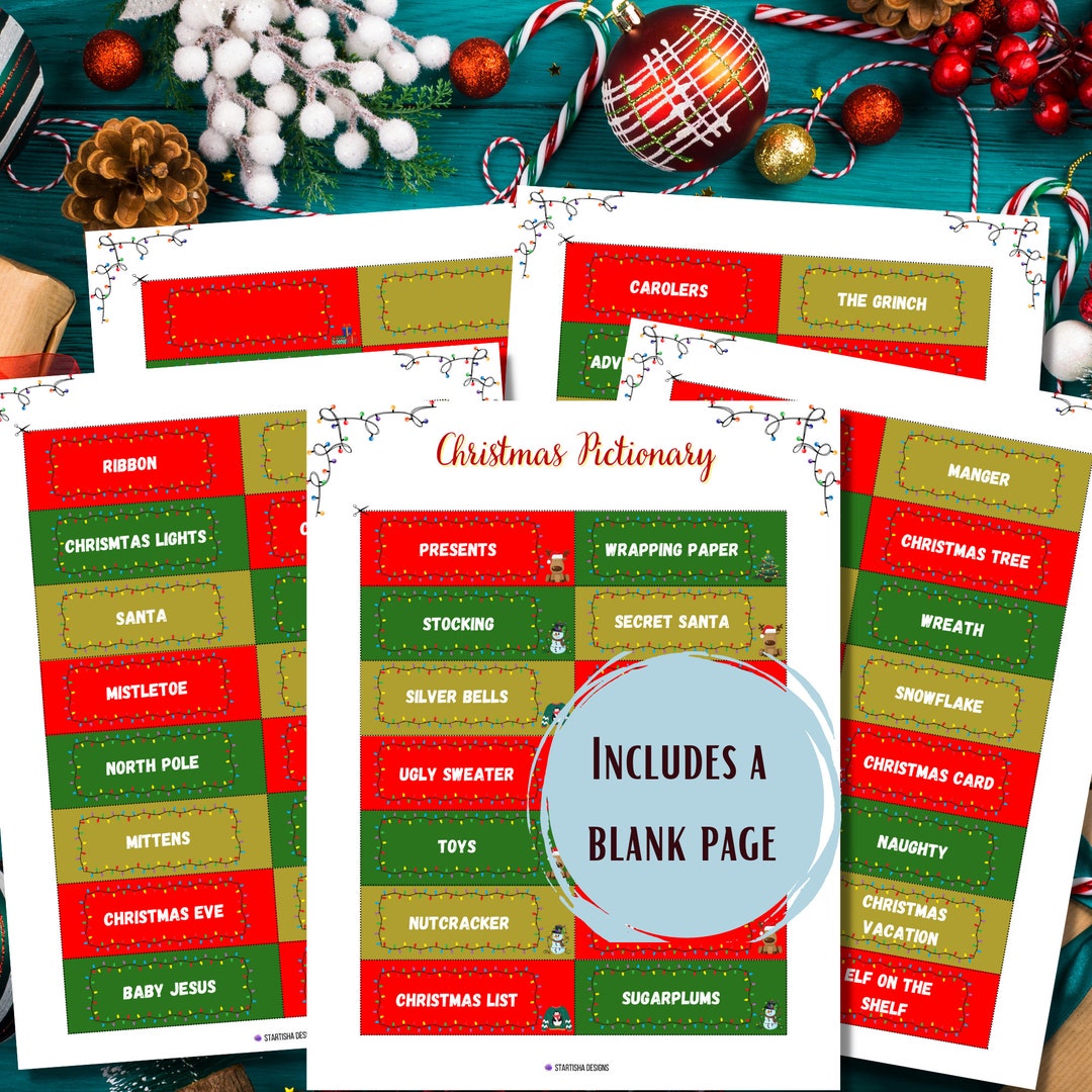 Christmas Pictionary Printable Game (blank Page) - Etsy