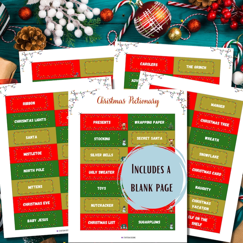 Christmas Pictionary Printable, Christmas Games, Christmas Printable - Etsy