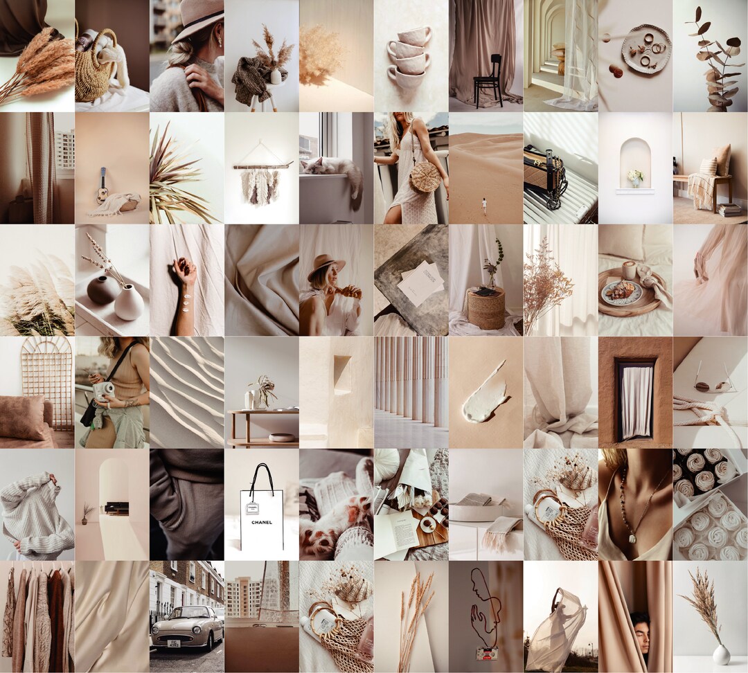 Neutral Cream Beige Wall Collage Kit,boujee Boho Aesthetic Photo ...