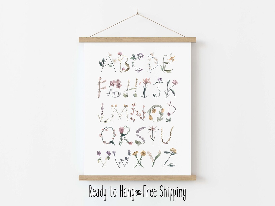 Wild Flower Alphabet Canvas Postergirl's Room - Etsy