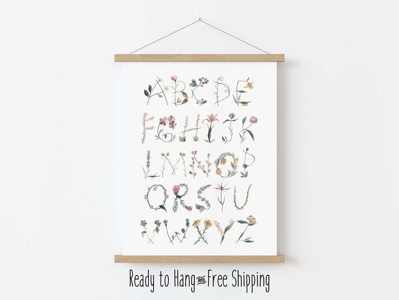 Wild Flower Alphabet Canvas Postergirl's Room - Etsy