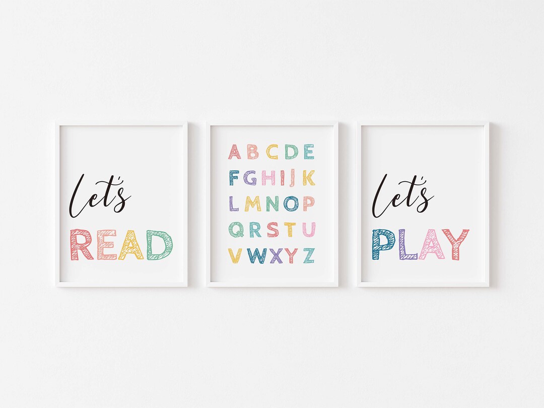 Set of 3,let's Read Let's Play,playroom Posters,classroom Poster ...