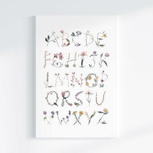 Wild Flower Alphabet Canvas Poster,girl's Room Decor,nursery Prints ...