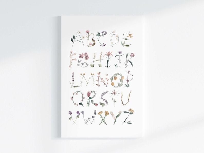 Wild Flower Alphabet Canvas Postergirl's Room - Etsy