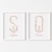 Personalized Pink Floral Letter Name Prints,floral Nursery Decor,grils ...
