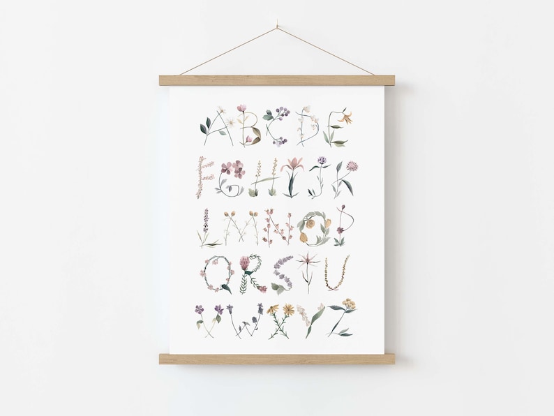 Wild Flower Alphabet Postergirl's Room Decornursery - Etsy