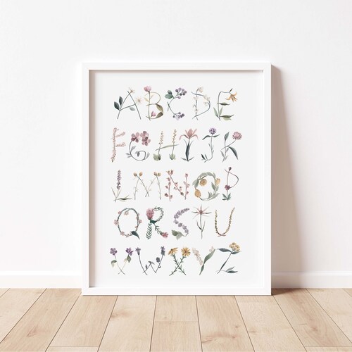 Wild Flower Alphabet Postergirl's Room Decornursery - Etsy
