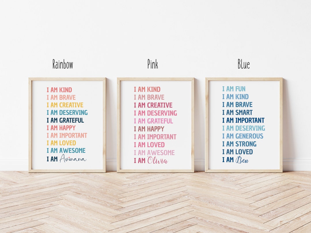Affirmations Printable Wall Art, Custom Affirmations for Kids, Daily ...