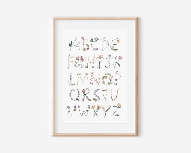 Wild Flower Alphabet Canvas Poster,girl's Room Decor,nursery Prints ...