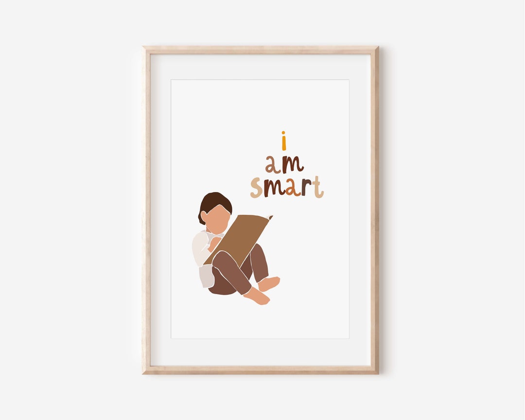 I Am Smart, African American Kids Wall Art, Boys Room Decor, Abstract ...