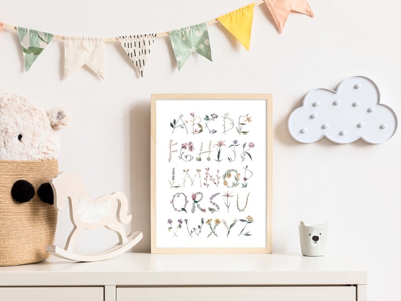 Wild Flower Alphabet Canvas Postergirl's Room - Etsy