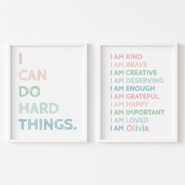 Set of 2 Affirmation Posters, Kids Positive Affirmation Wall Art, - Etsy