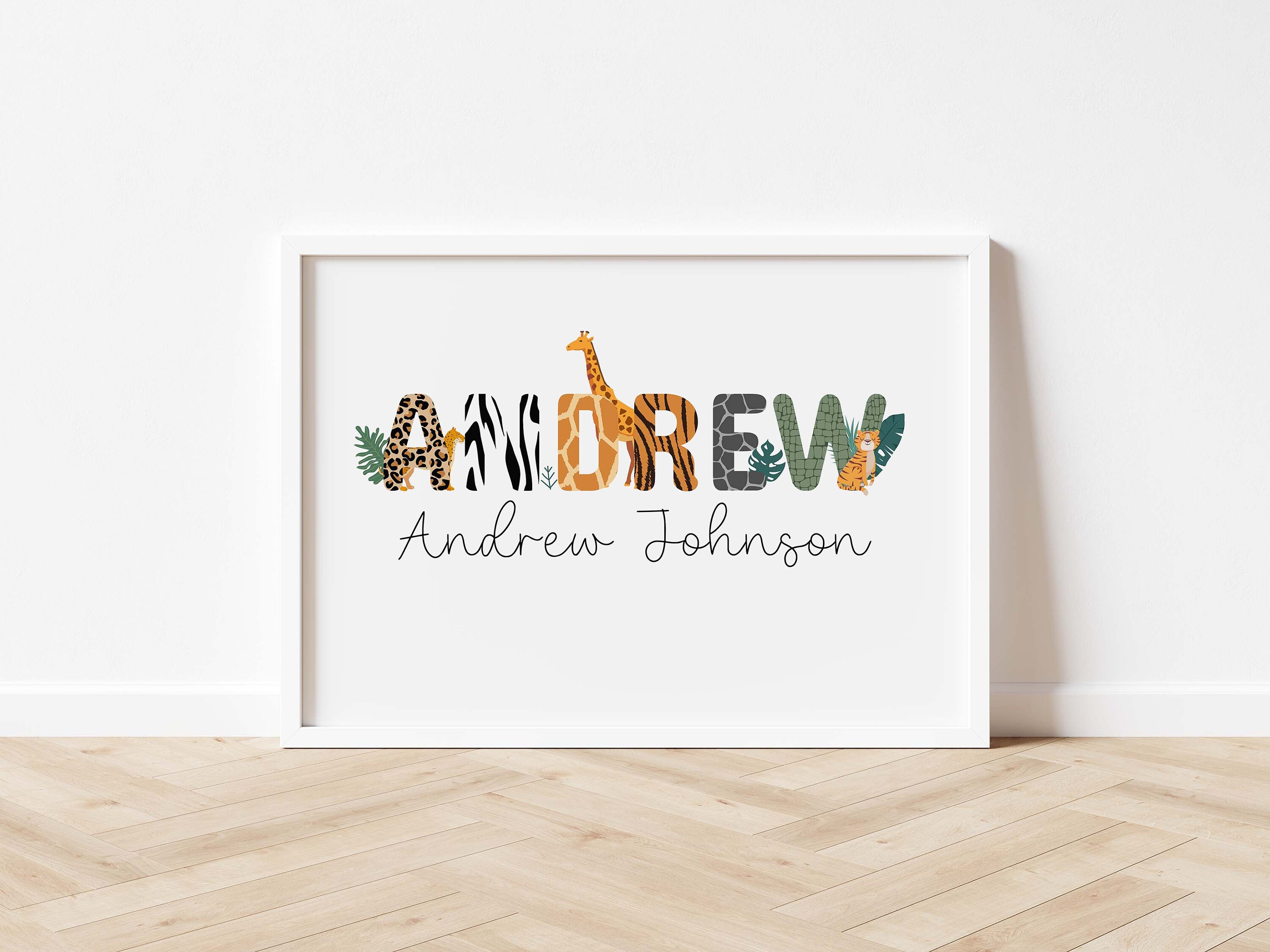 Custom Jungle Animal Name Printboys Namebaby Nursery - Etsy