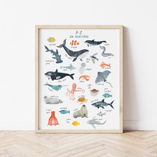 Under the Sea Alphabet Posterocean Animal Printseducational | Etsy