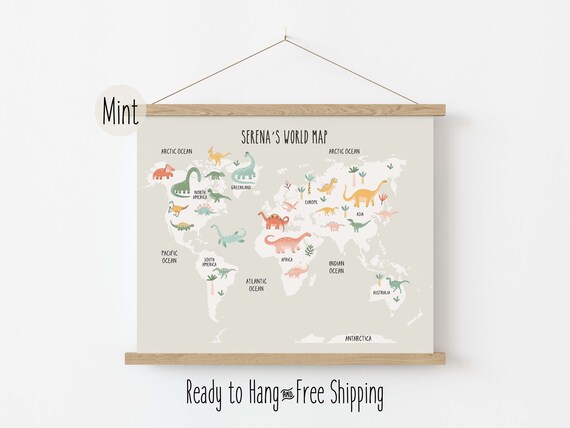 Animal World Mapworld Map Tapestrycanvasposter - Etsy