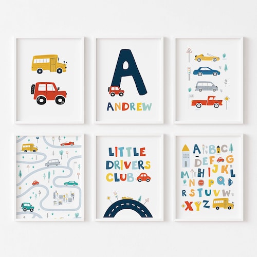 Car Art Prints Car Nursery Decor Transportation Wall Art - Etsy