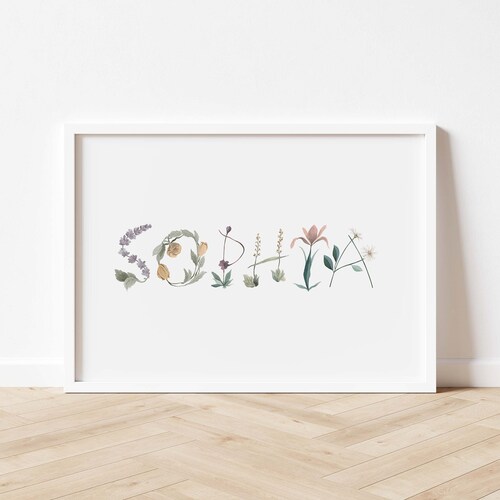 Wild Flower Alphabet Postergirl's Room Decornursery - Etsy