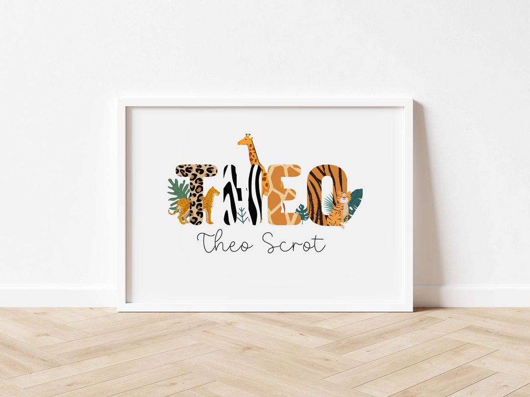 Custom Jungle Animal Name Print,boys Name,baby Nursery Decor,safari ...