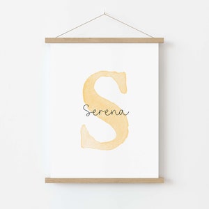 Custom Baby Name Print,yellow Watercolor Letter,initial Name Prints ...