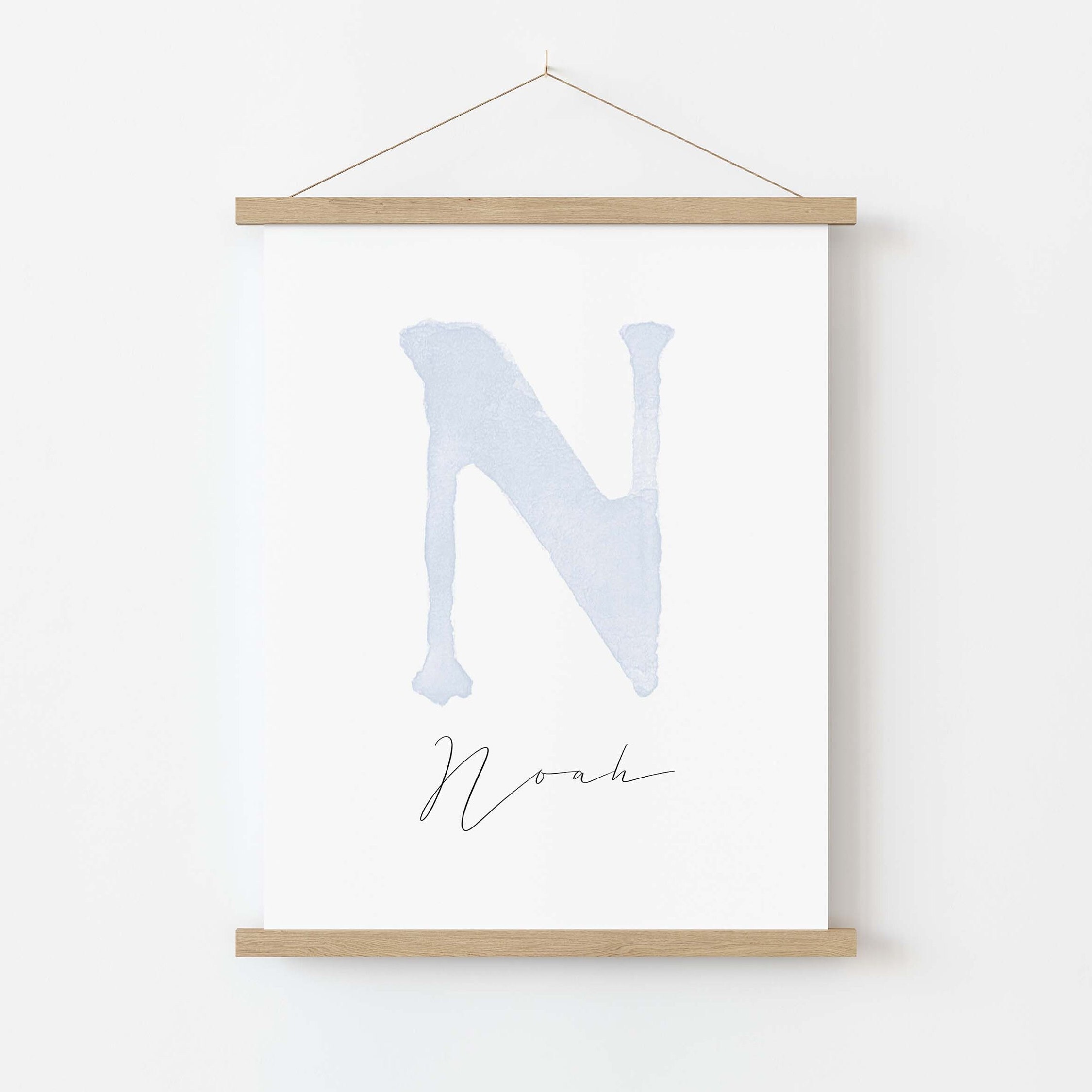 Custom Baby Name Printblue Watercolor Letterinitial Name - Etsy