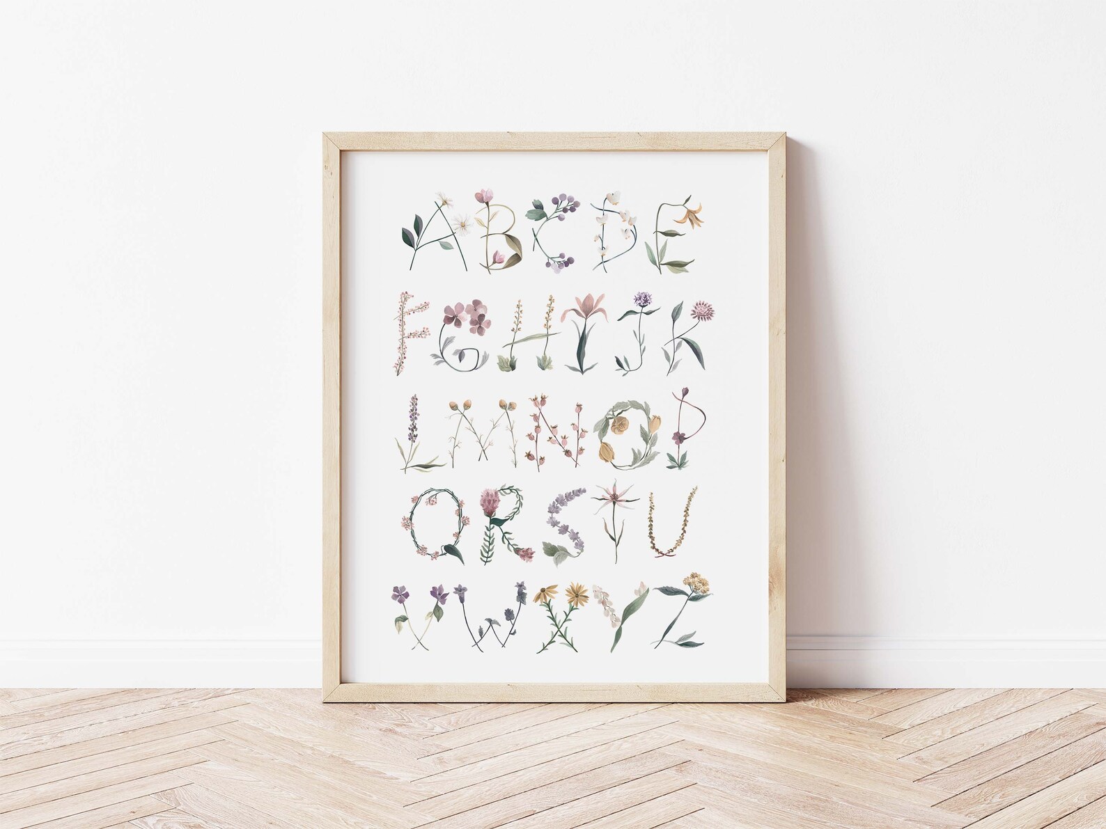 Wild Flower Alphabet Postergirl's Room Decornursery - Etsy