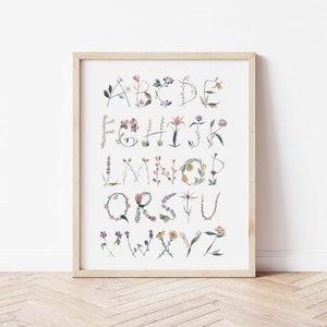Wild Flower Alphabet Canvas Poster,girl's Room Decor,nursery Prints ...