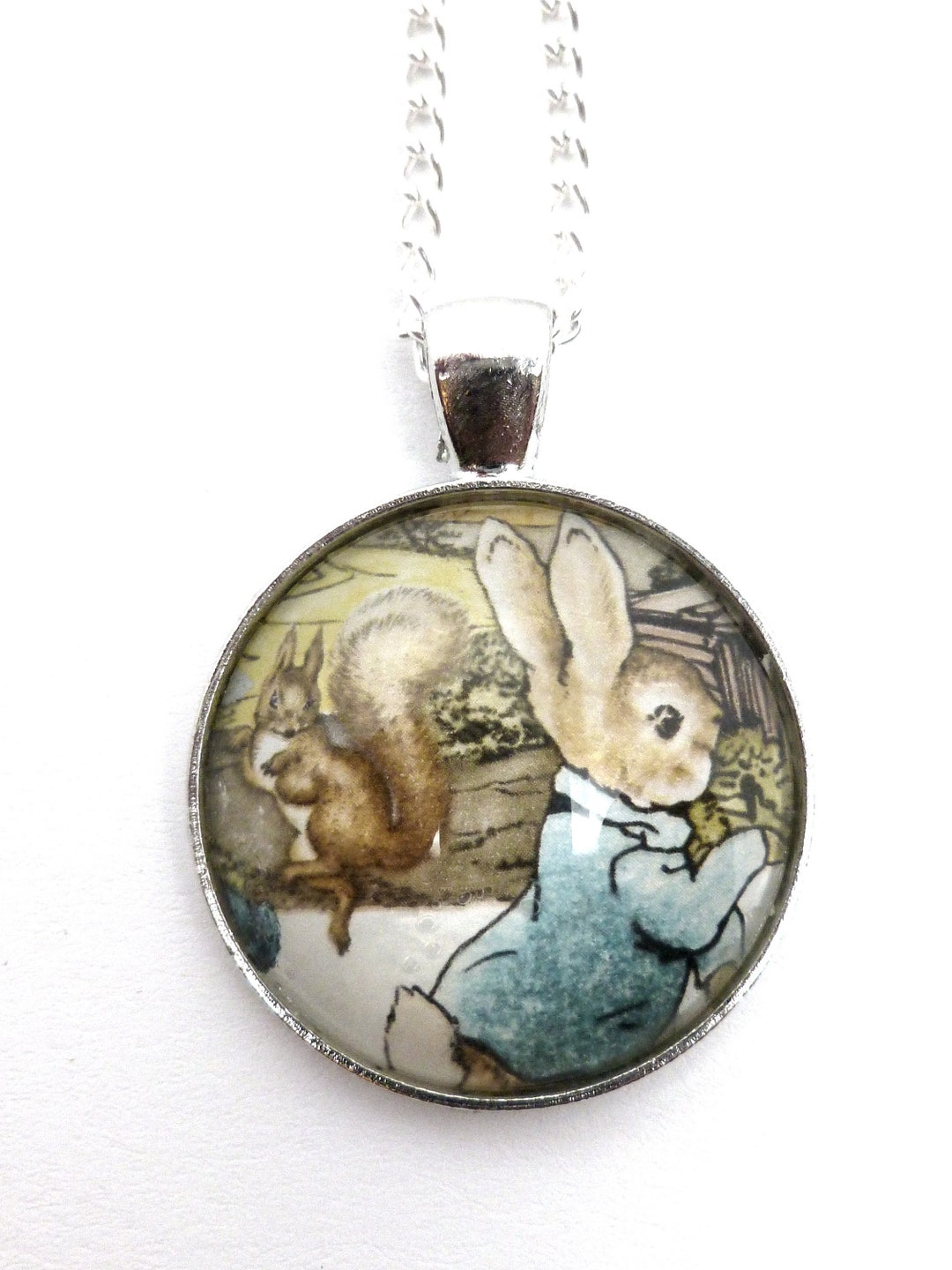 Peter Rabbit and Squirrel Nutkin British Postage Stamp Pendant Necklace ...