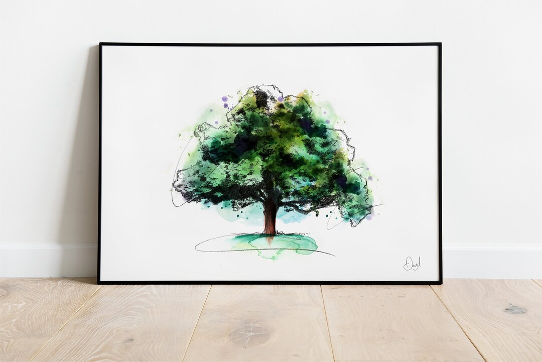 Tree Art Print, American Chestnut Tree Illustration, Botanical Drawing ...