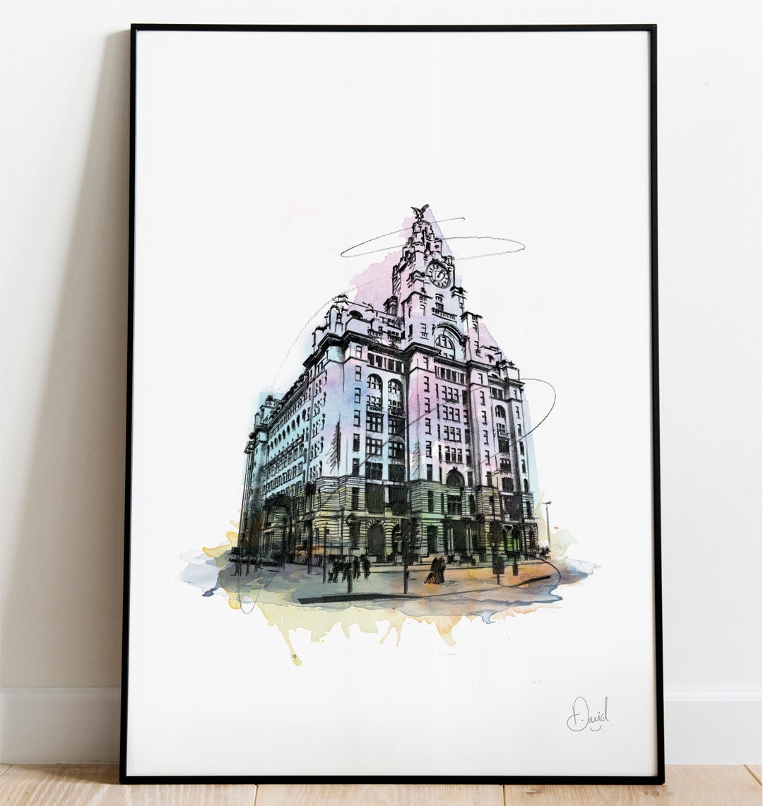 Liver Building Art Print, Liverpool Illustration, Liverpool Drawing ...