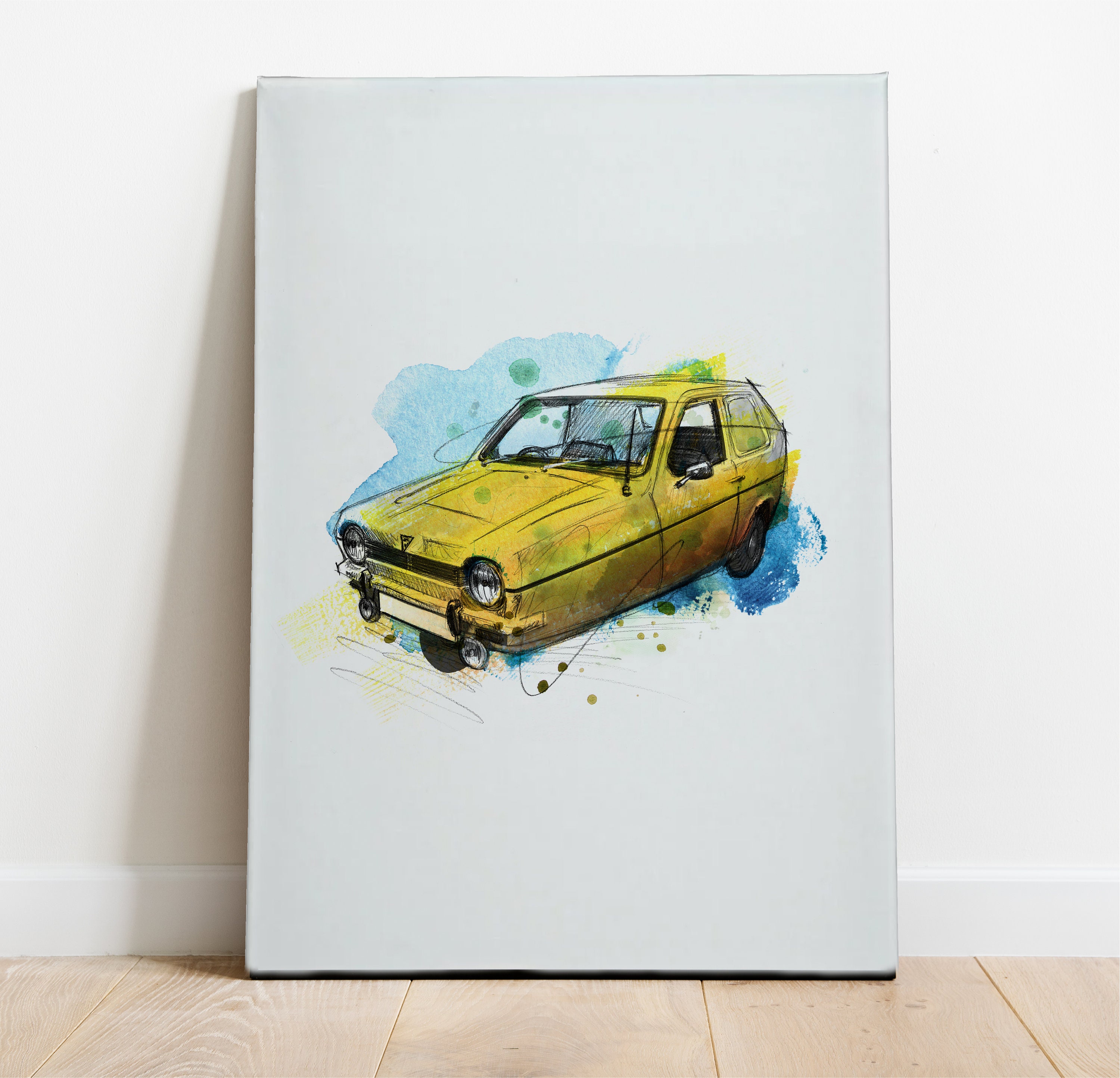 Reliant Robin Art Print, Mini Illustration, Reliant Robin Drawing ...