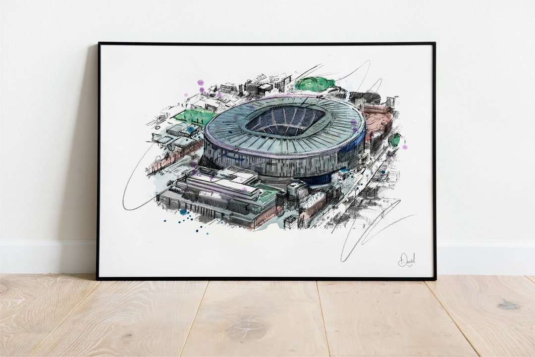 Tottenham Hotspur Stadium, Art Print, Illustration, Drawing ...