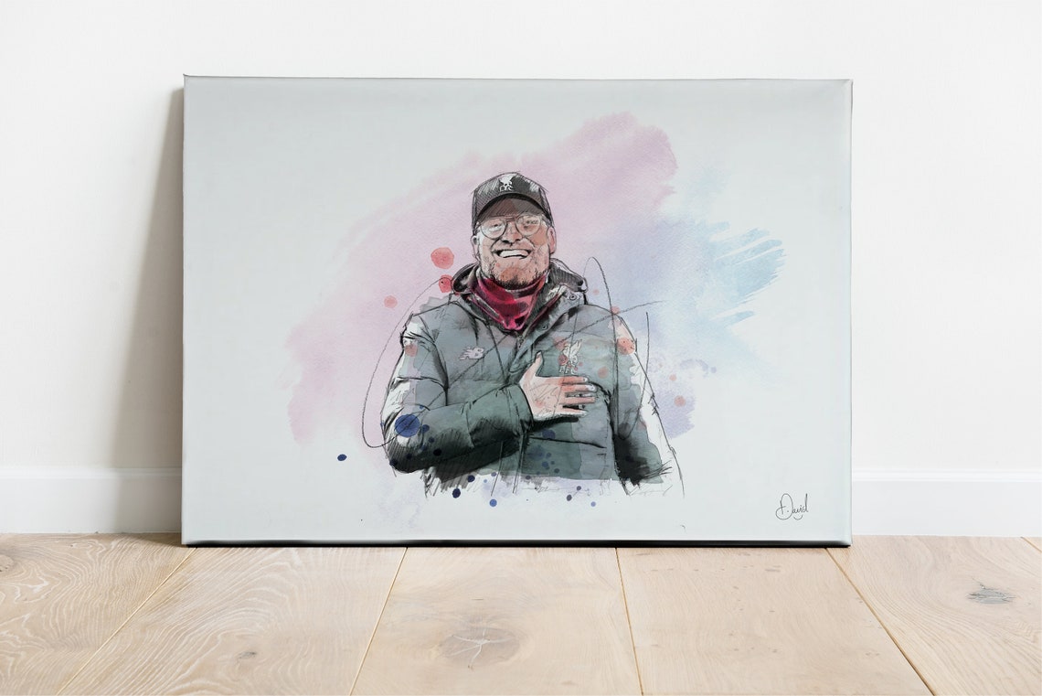 Jurgen Klopp Art Print, Liverpool FC Drawing, Liverpool FC Illustration ...