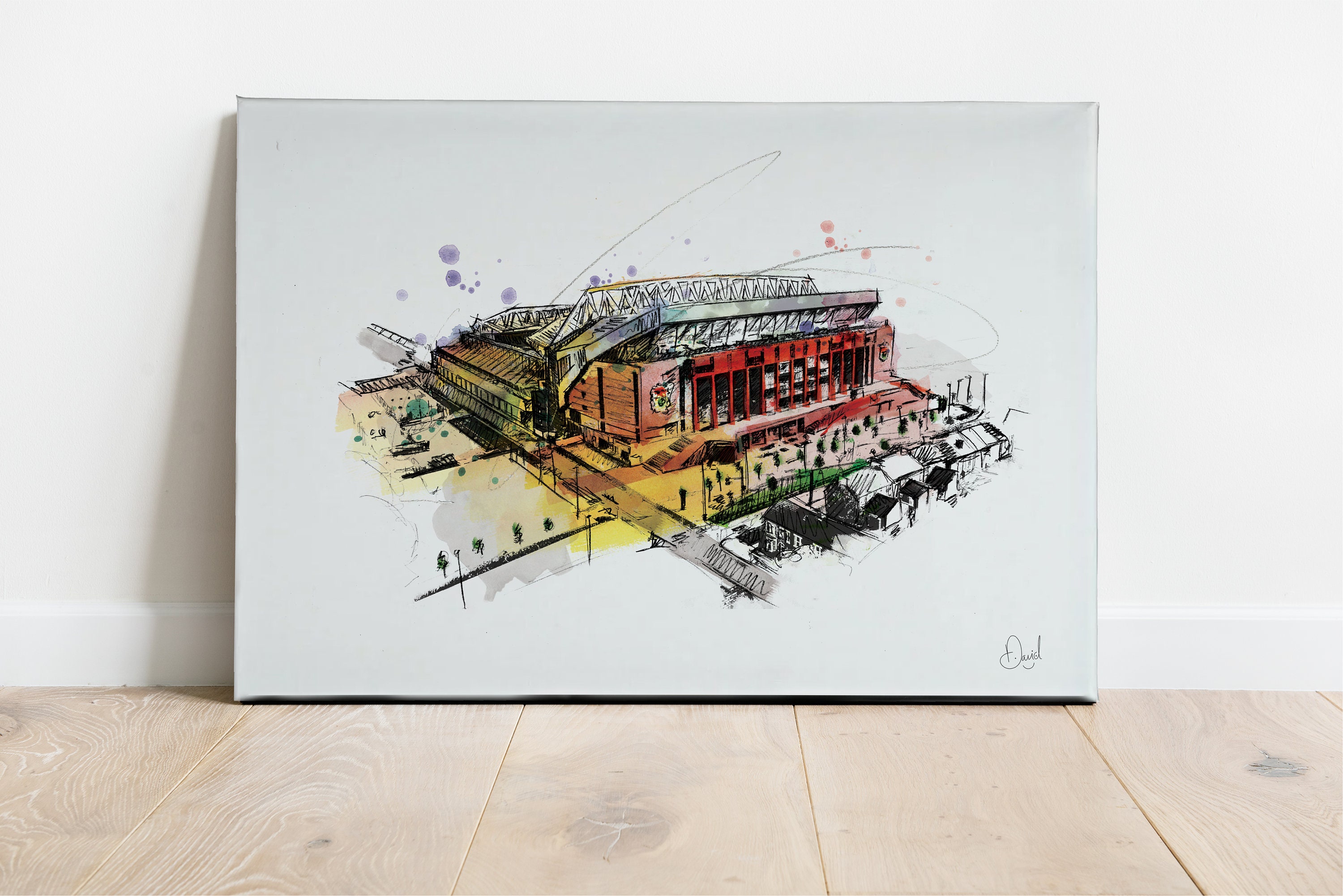 Liverpool FC Anfield Art Print, Illustration, Drawing, Watercolour ...