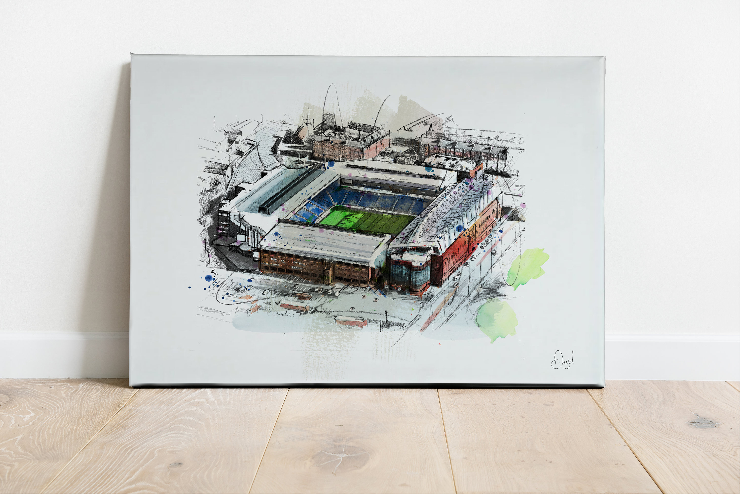 Glasgow Rangers Ibrox Stadium Art Print, Glasgow Illustration, Scotland ...