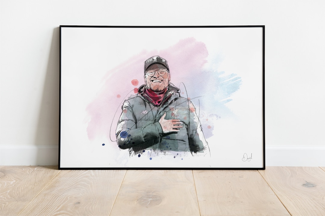 Jurgen Klopp Art Print, Liverpool FC Drawing, Liverpool FC Illustration ...