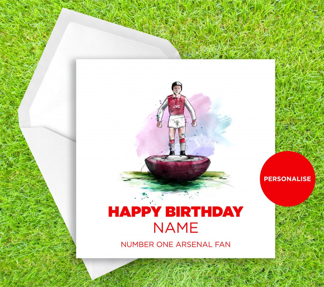 Arsenal Birthday Card Subbuteo Birthday Card Personalised Name Birthday ...